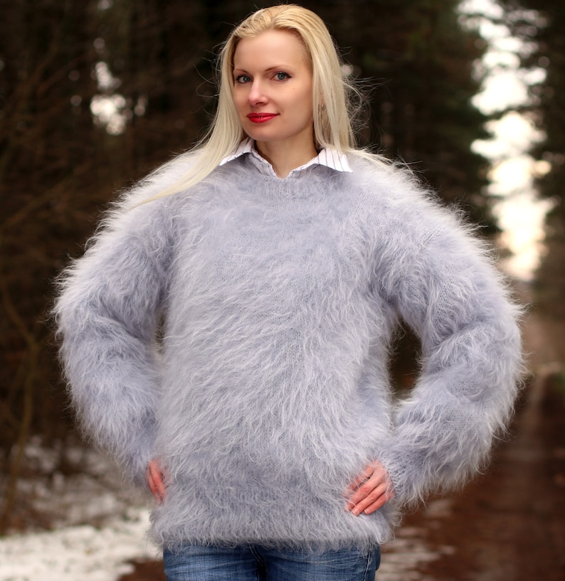 Fuzzy Crewneck Mohair Sweater Thick Fluffy Pullover Supertanya Etsy