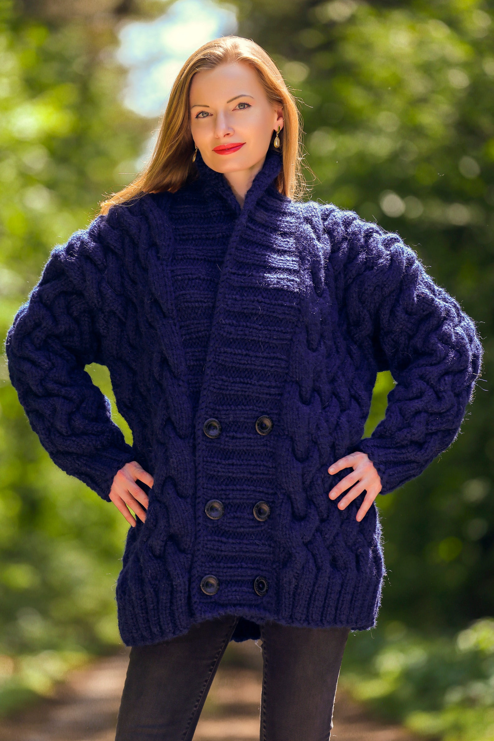 Chunky Sweater Cardigan Chunky Cable Knit Jacket Oversized Wool ...