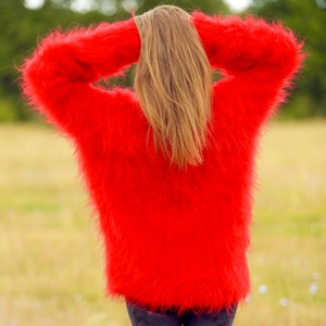 Supertanyа Fuzzy Red Mohair Sweater Thick Fuzzy Mohair Pullover Ready ...