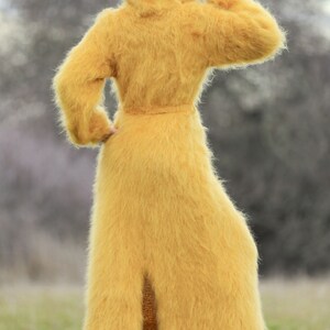 Yellow Long Mohair Cardigan Fuzzy Hand Knitted Coat - Ready to Ship ...