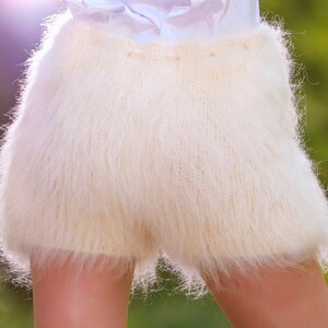 Fuzzy Ivory Mohair Shorts Fluffy Short Pants by Supertanya - Ready to ...