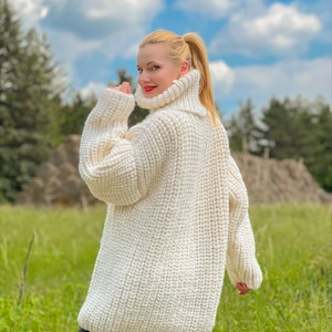 White Wool Sweater Thick Natural 100 % Soft Wool Pullover- Ready to ...