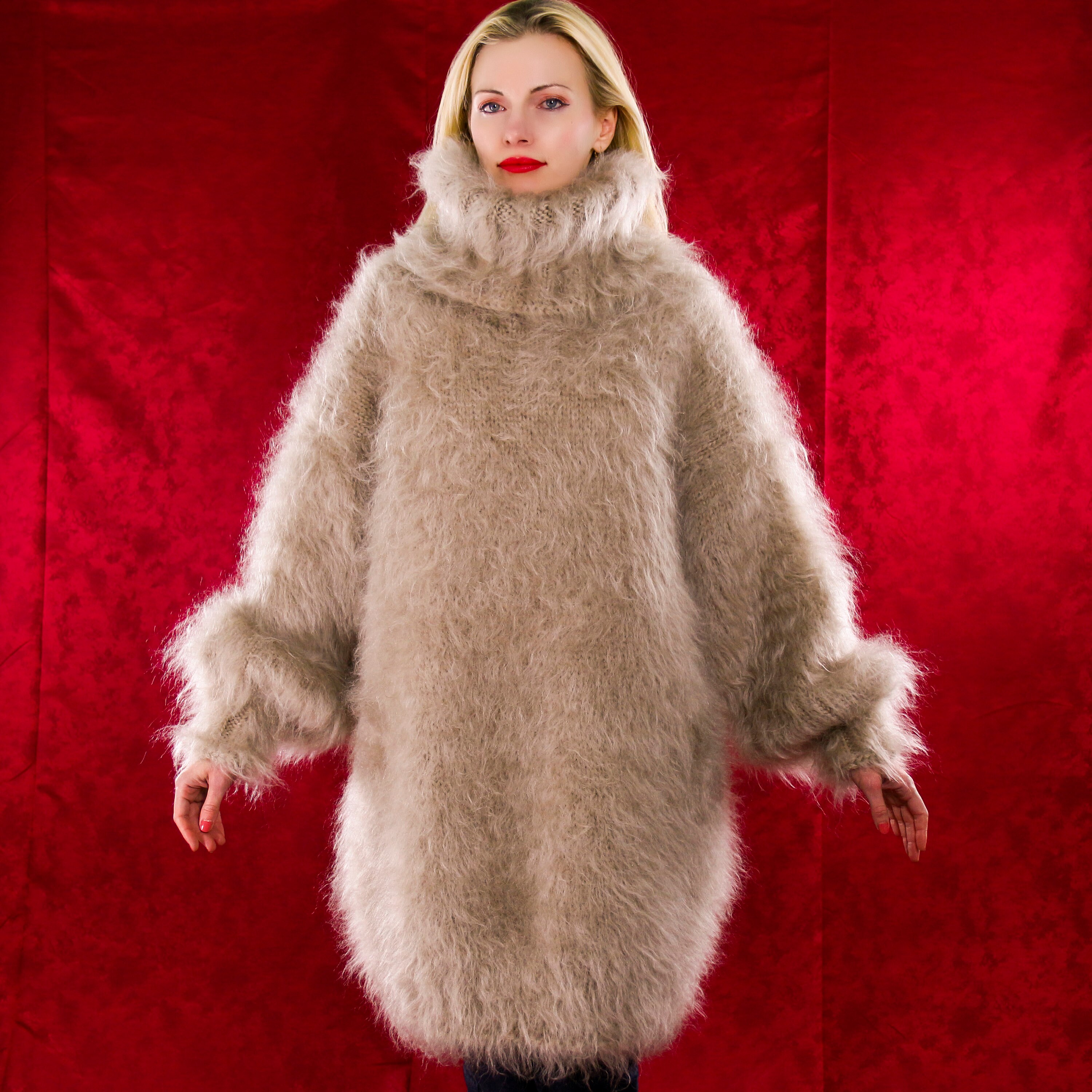 Dicker Fuzzy Long Mohair Sweater Handgestrickter | Etsy