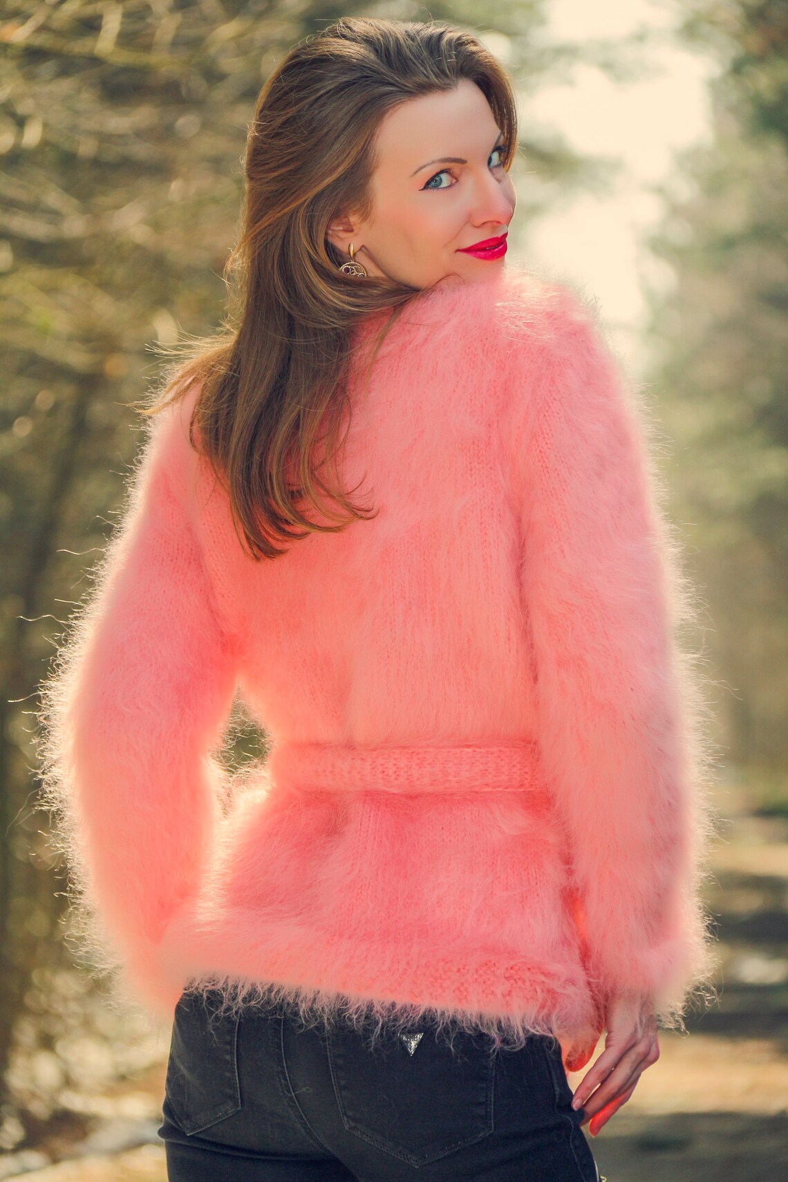 Fuzzy Wrap Mohair Cardigan Hand Knitted Fuzzy Jacket Hand Knitted ...