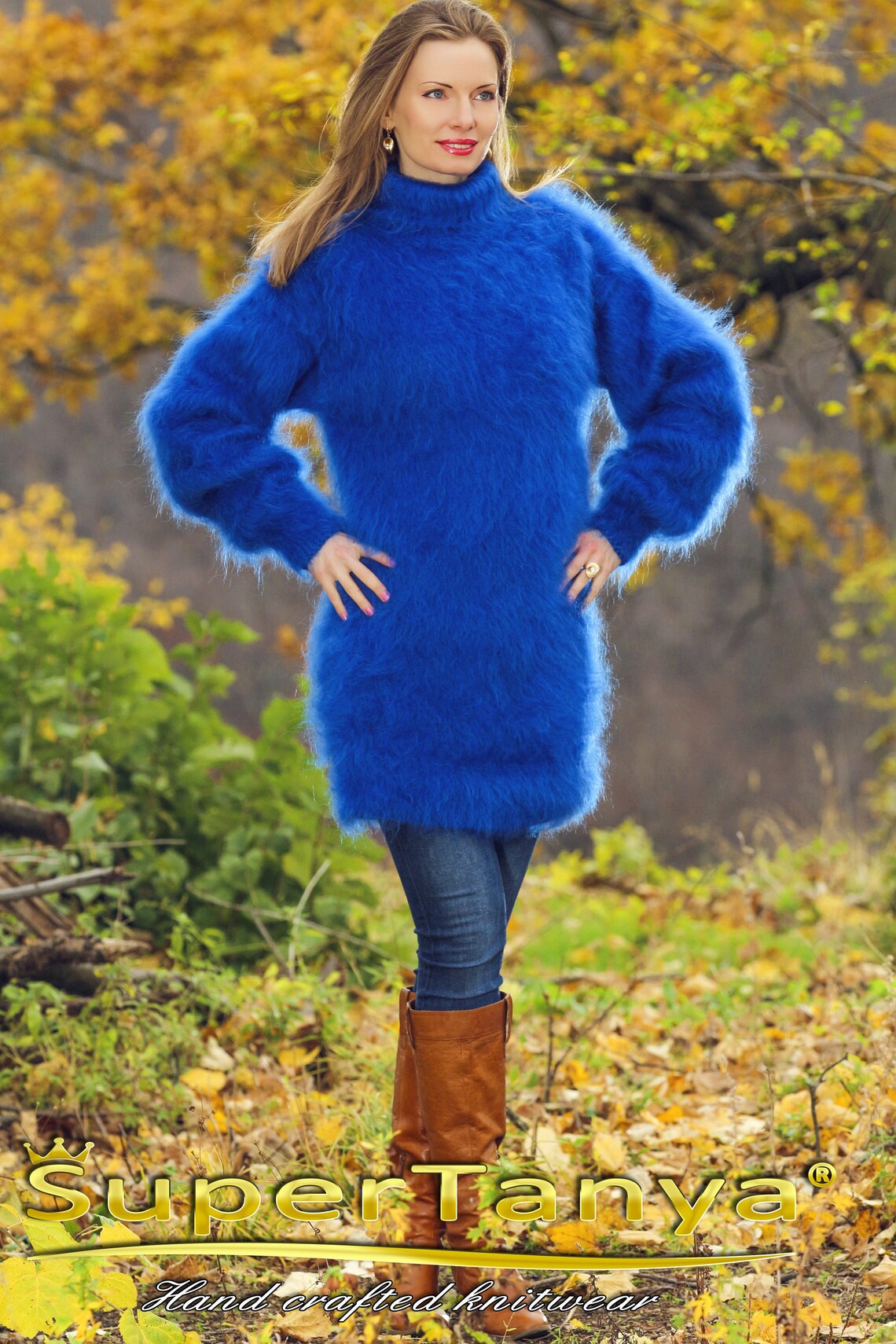 Fuzzy Blue Long Mohair Light Sweater Dress by SUPERTANYA - Etsy