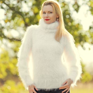 White Fluffy Mohair Sweater by Supertanya - Ready to Ship in Size S-M ...