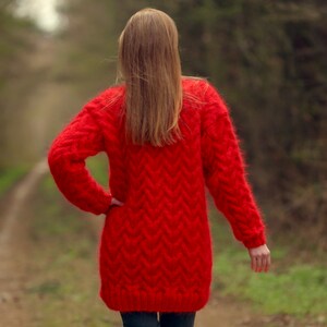 Supertanya Long Mohair Coatigan V Neck Mohair Cardigan Long Cable Knit ...