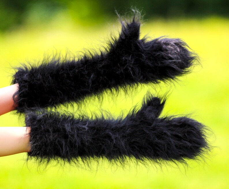 Fuzzy Long Mohair Mittens Supertanya - Etsy