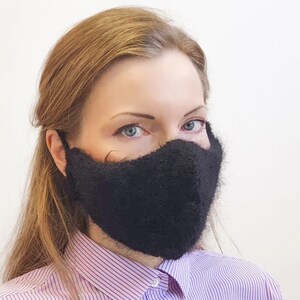 Mohair Face Mask With Satin Lining Adjustable Facemask Reusable Face ...