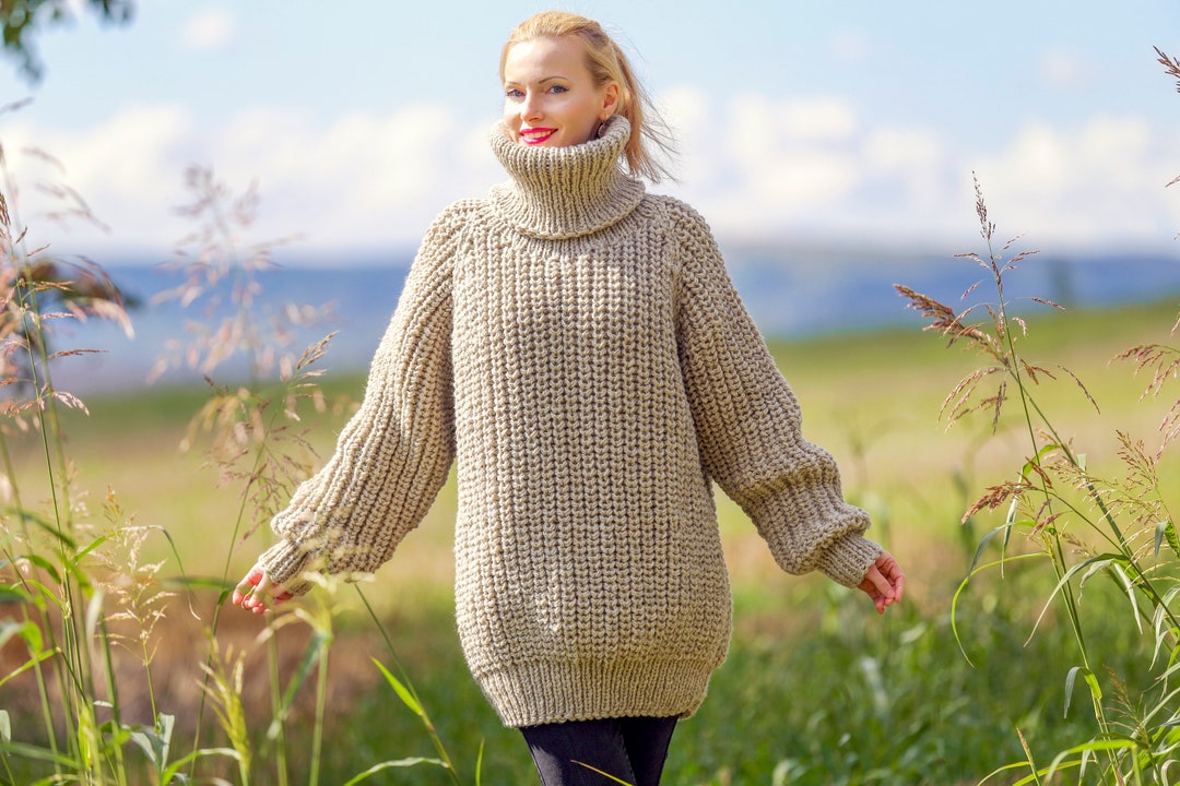 Supertanya Organic Wool Sweater Beige Thick Natural 100 % Itchy Wool ...