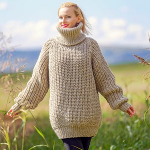 Supertanya Organic Wool Sweater Beige Thick Natural 100 % Itchy Wool ...