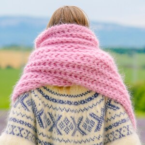 Pink Extra Long Fuzzy Mohair Scarf Handmade Fuzzy Shawl READY TO SHIP ...