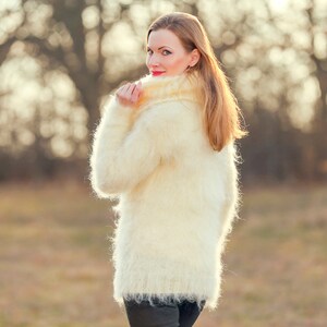 Fuzzy Cowlneck Sweater Hand Knitted Fluffy Jumper Designed by ...