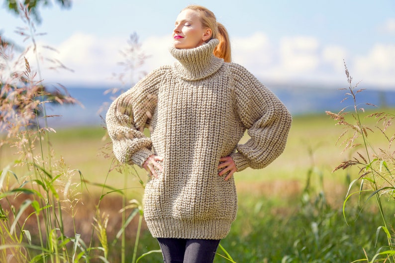 Supertanya Organic Wool Sweater Beige Thick Natural 100 % Itchy Wool ...