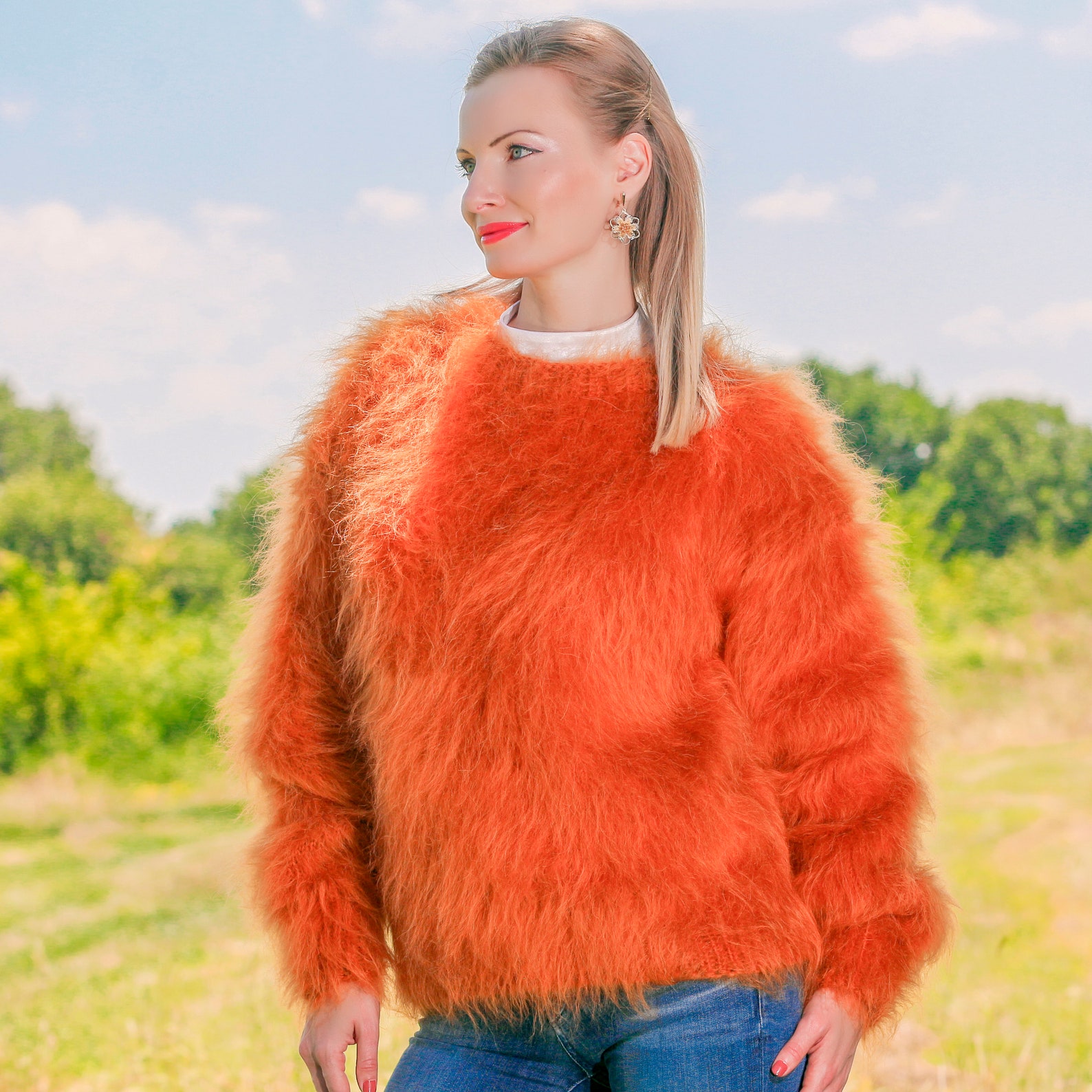 Fuzzy Crewneck Mohair Sweater Thick Fluffy Pullover Supertanya, Made to ...