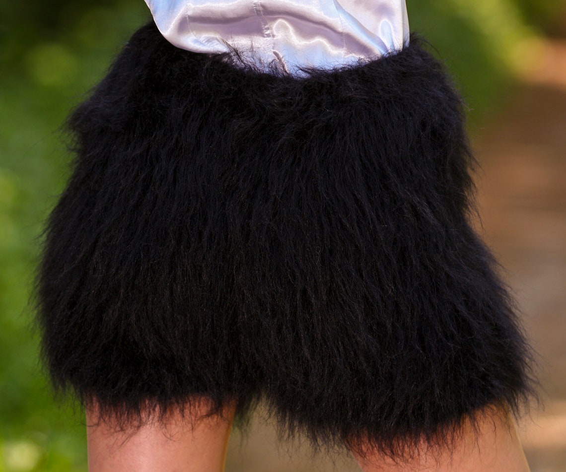 Fuzzy Black Mohair Shorts Fluffy Short Pants by Supertanya - Ready to ...
