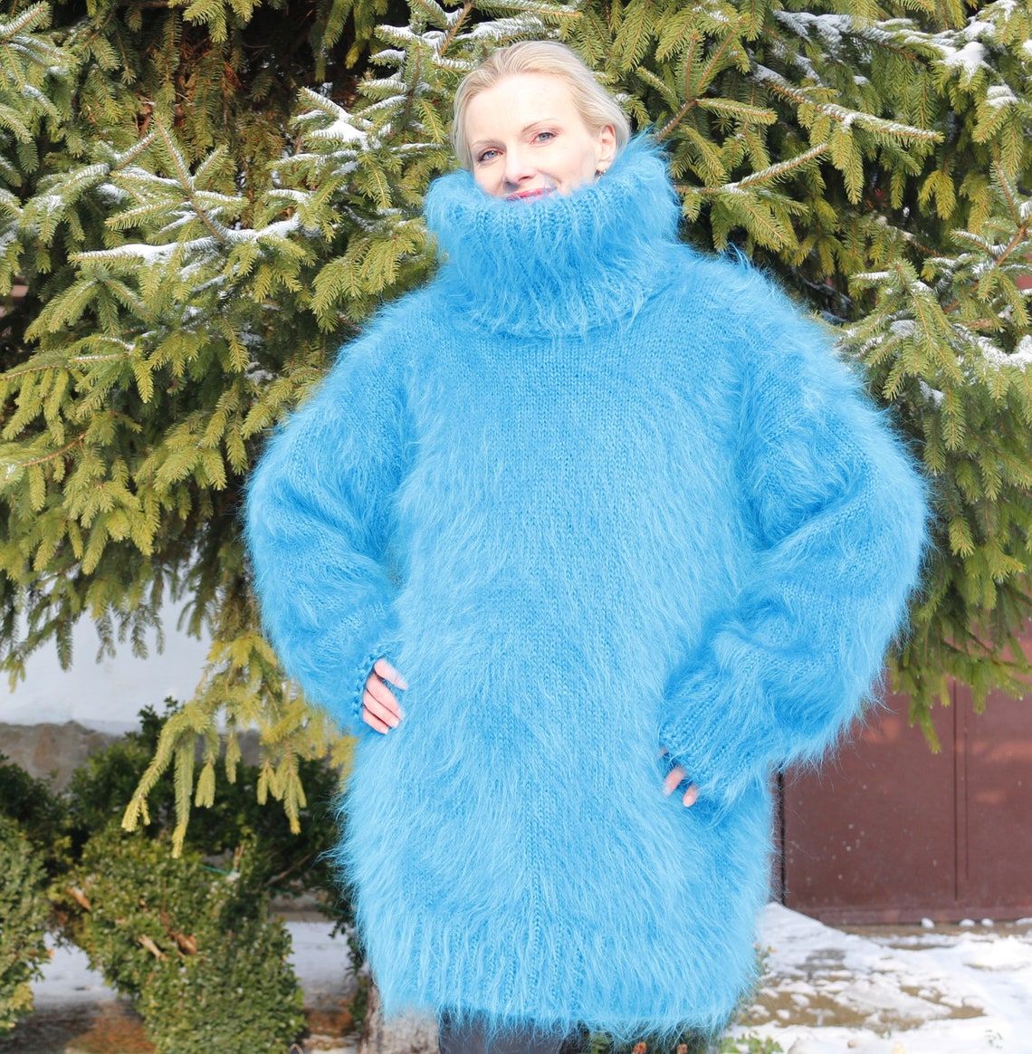 Dicker Fuzzy Long Mohair Sweater Handgestrickter | Etsy