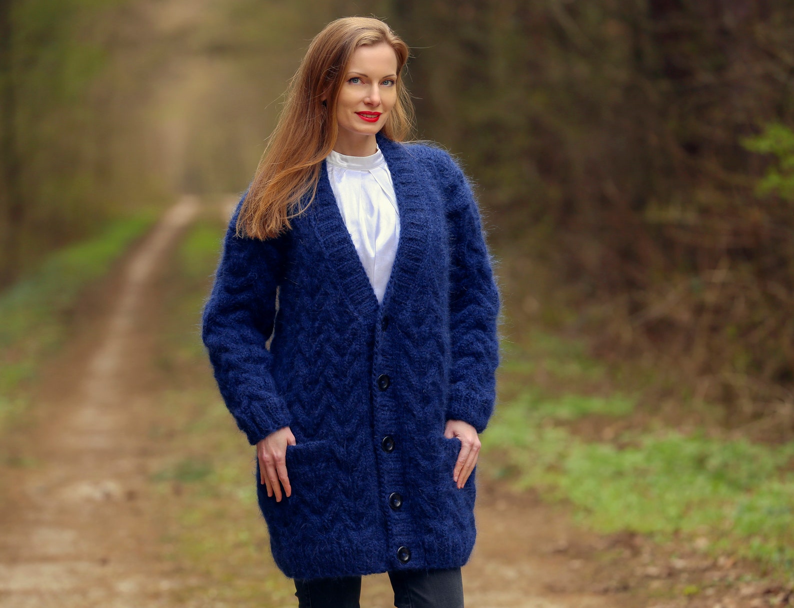 SuperTanya long mohair coatigan V neck mohair cardigan long | Etsy
