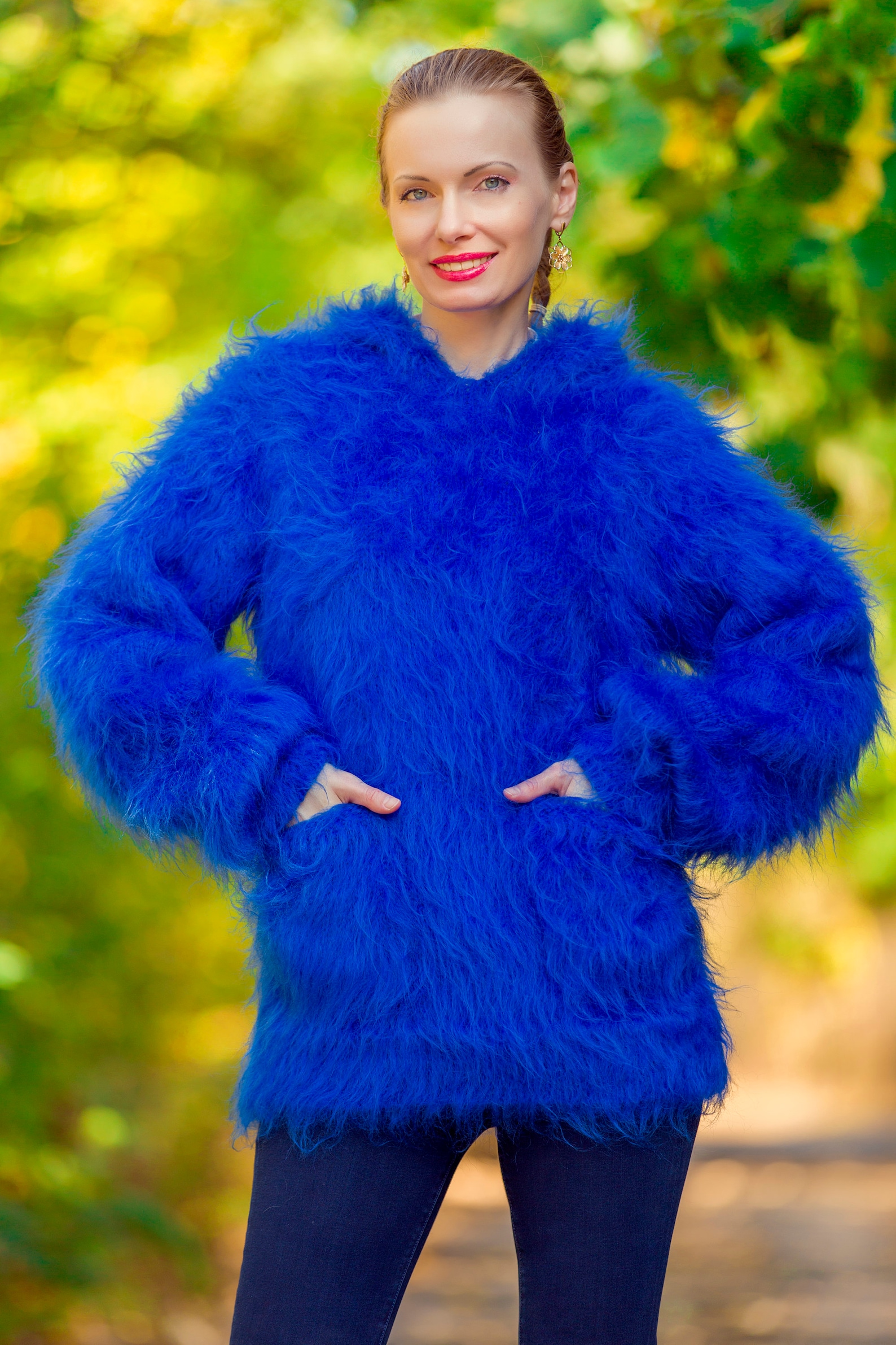 Fuzzy Hoodie Mohair Sweater Hand Knitted Pullover With Hood by - Etsy