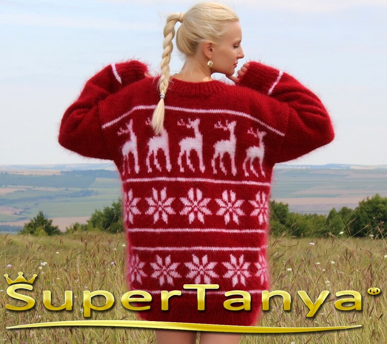 Norwegian Thick Mohair Sweater Hand Knitted Crewneck Fuzzy Pullover by ...