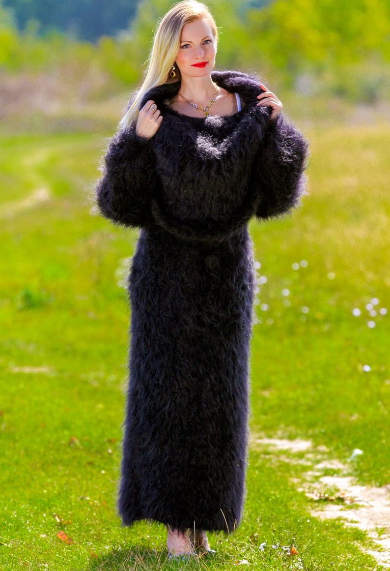 Beautiful Long Fuzzy Mohair Dress With Huge Cowlneck Hand - Etsy