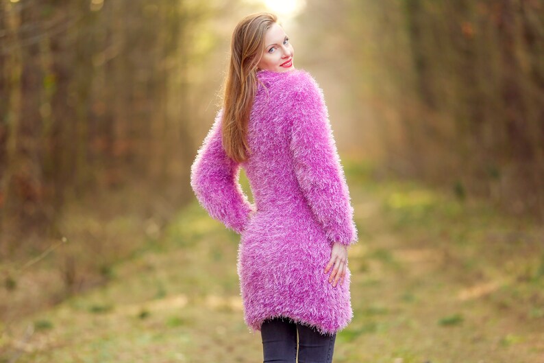 Elegant Fluffy Dress Fuzzy Blouson Hand Knitted Soft Thick - Etsy