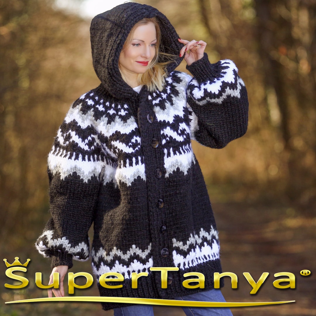 Extra Thick Wool Cardigan Heavy Hand Knitted Wool Sweater Cardigan in ...