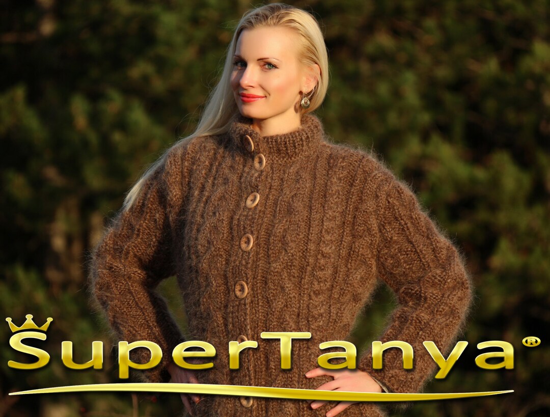Mohair Medieval Style Cardigan Jacket in Brown Hand Knitted Sweater ...