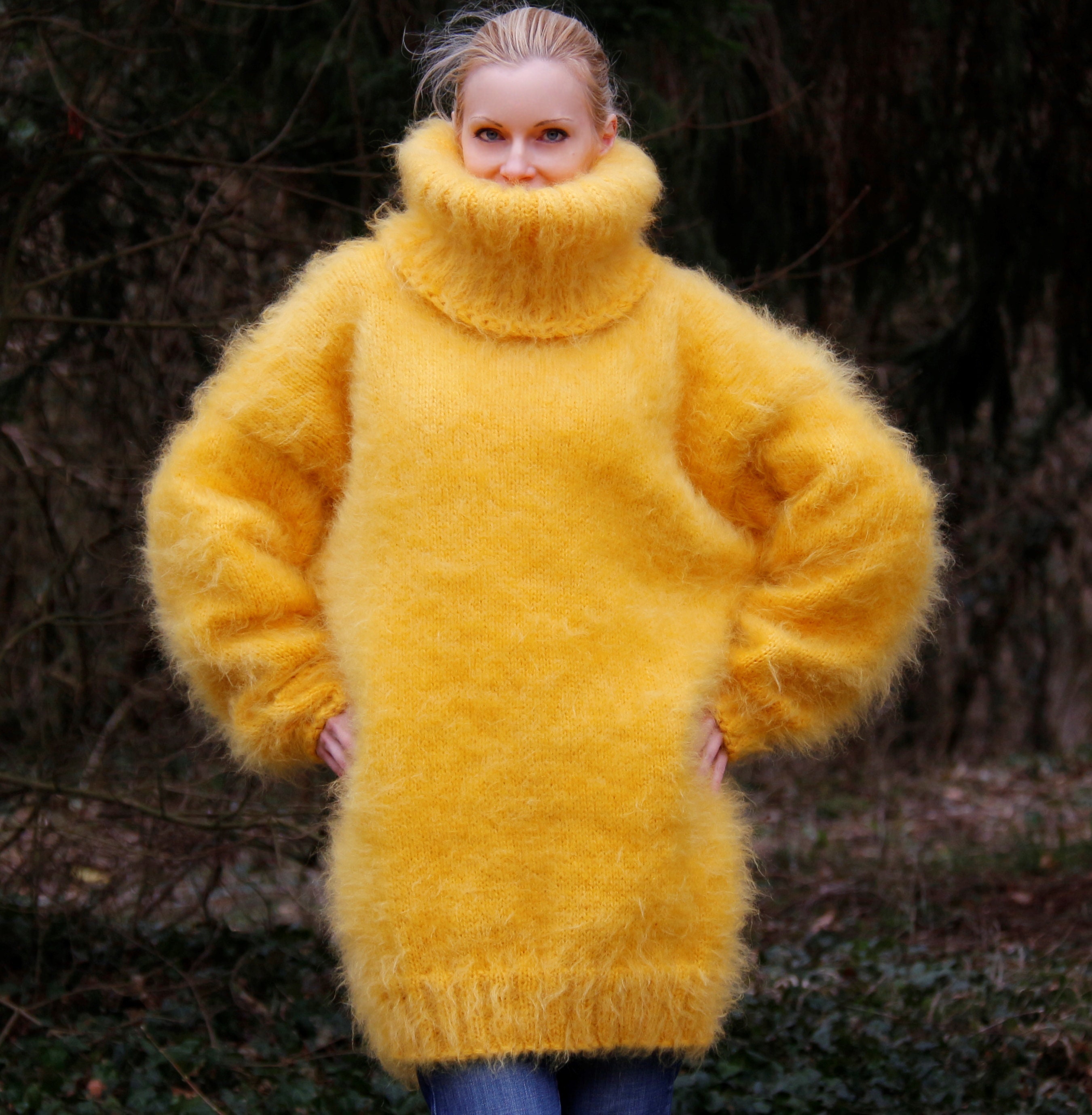 Dicker Fuzzy Long Mohair Sweater Handgestrickter - Etsy.de