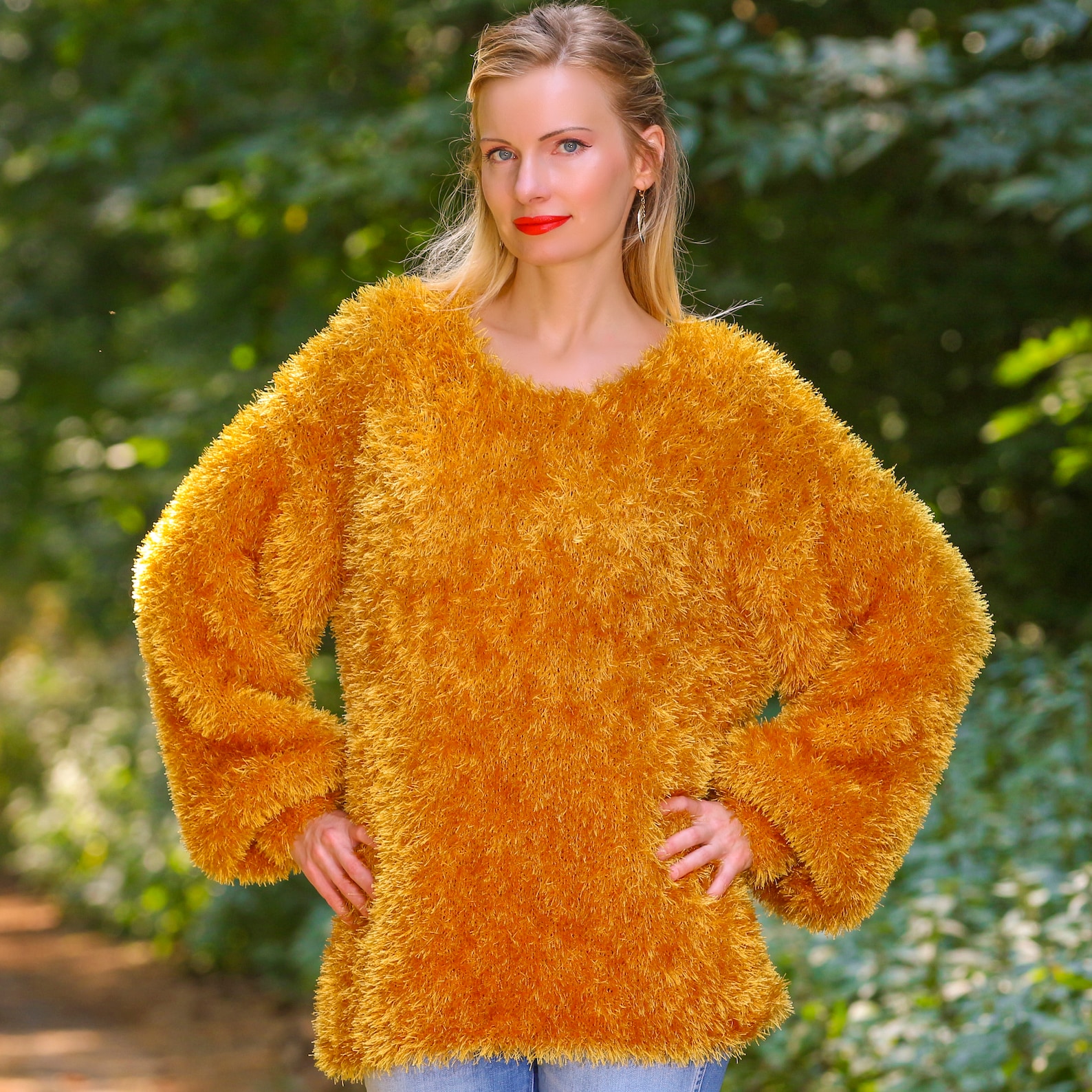 Fuzzy Soft Sweater in Royal Blue Dark Blue Pink or Yellow - Etsy