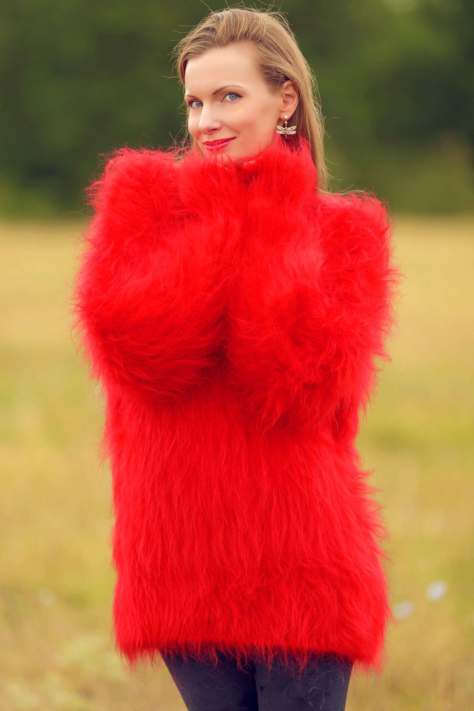 Supertanyа Fuzzy Red Mohair Sweater Thick Fuzzy Mohair - Etsy