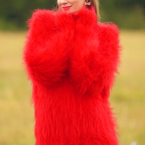 Supertanyа Fuzzy Red Mohair Sweater Thick Fuzzy Mohair Pullover Ready ...