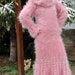 Fuzzy Pink Cowlneck Mohair Dress Long Fuzzy Dress Hand Knitted Gown by ...