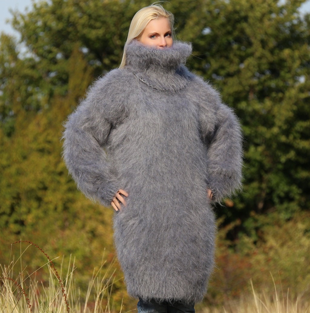 Dicker Fuzzy Long Mohair Sweater Handgestrickter | Etsy