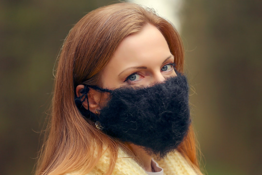 Mohair Face Mask With Satin Lining Adjustable Facemask Reusable Face ...