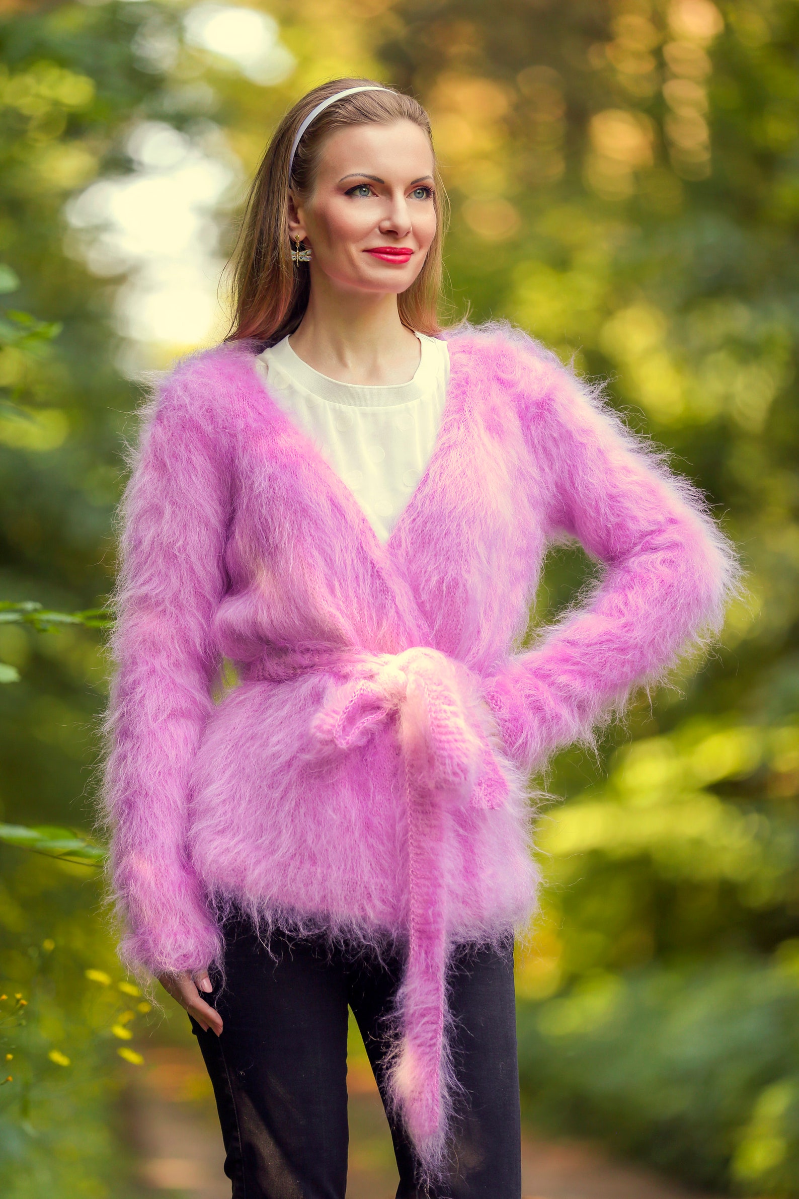 Fuzzy Wrap Mohair Cardigan Hand Knitted Fuzzy Jacket Hand Knitted ...
