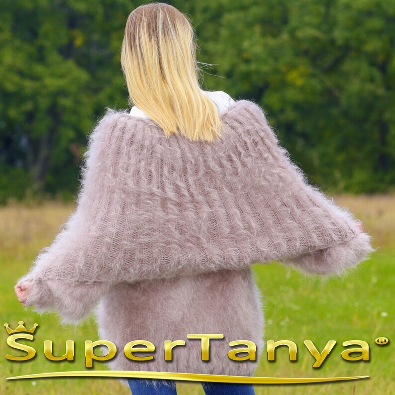 Fuzzy Cowlneck Mohair Sweater Dress Hand Knitted Thick Fluffy Etsy