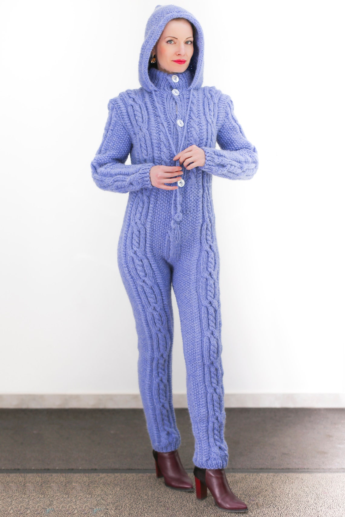 Cable Catsuit Pijama Mohair Wool Bodysuit Supertanya - Etsy