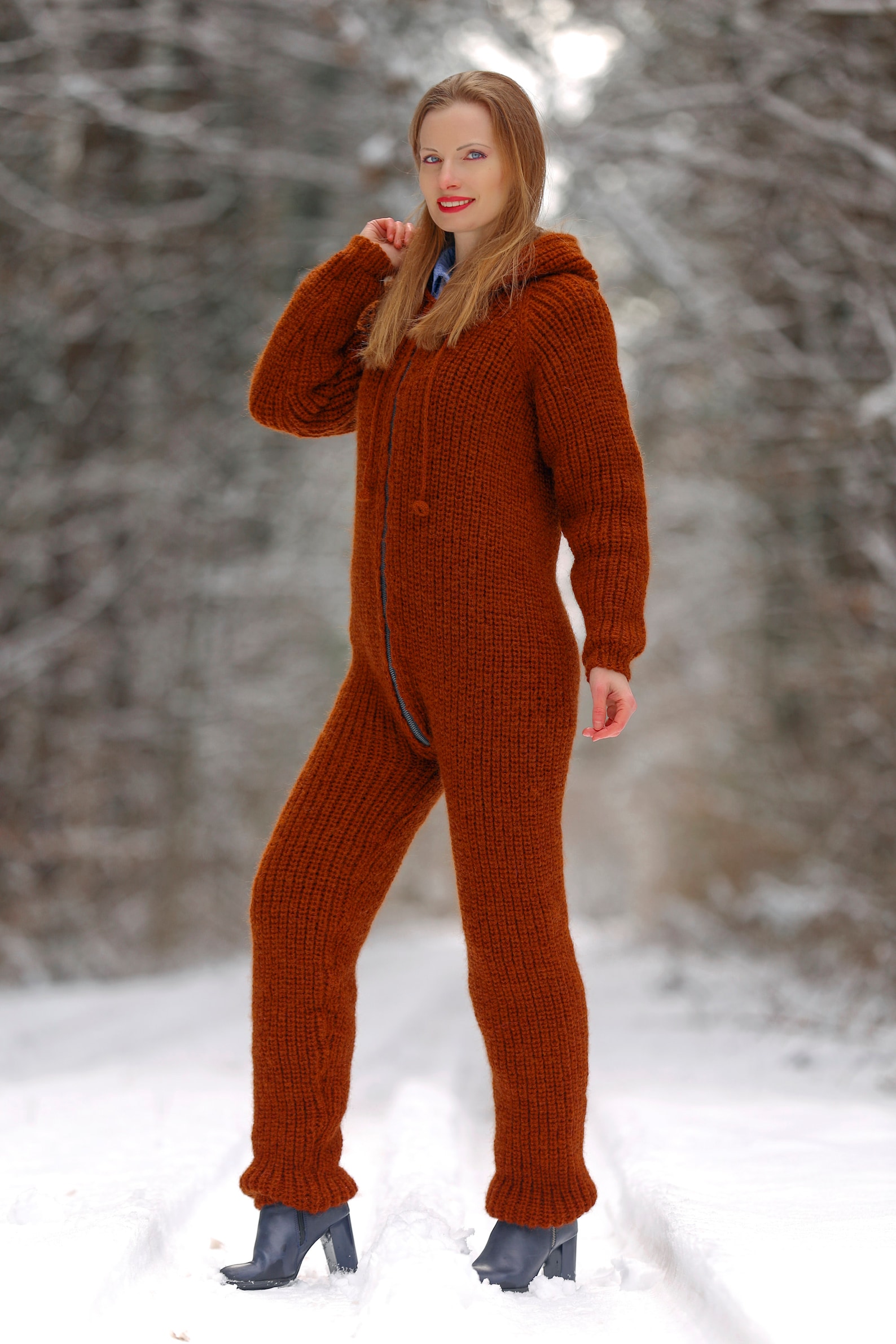 Soft Wool Pajama Bodysuit Catsuit With Zipper and Hood by - Etsy Australia
