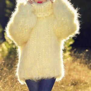 Mega Thick Fuzzy Pullover Hand Knitted Mohair Sweater, 32 STRANDS ...