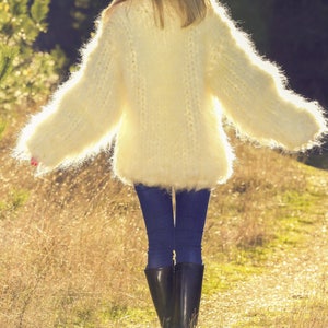 Mega Thick Fuzzy Pullover Hand Knitted Mohair Sweater, 32 STRANDS ...