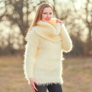 Fuzzy Cowlneck Sweater Hand Knitted Fluffy Jumper Designed by ...