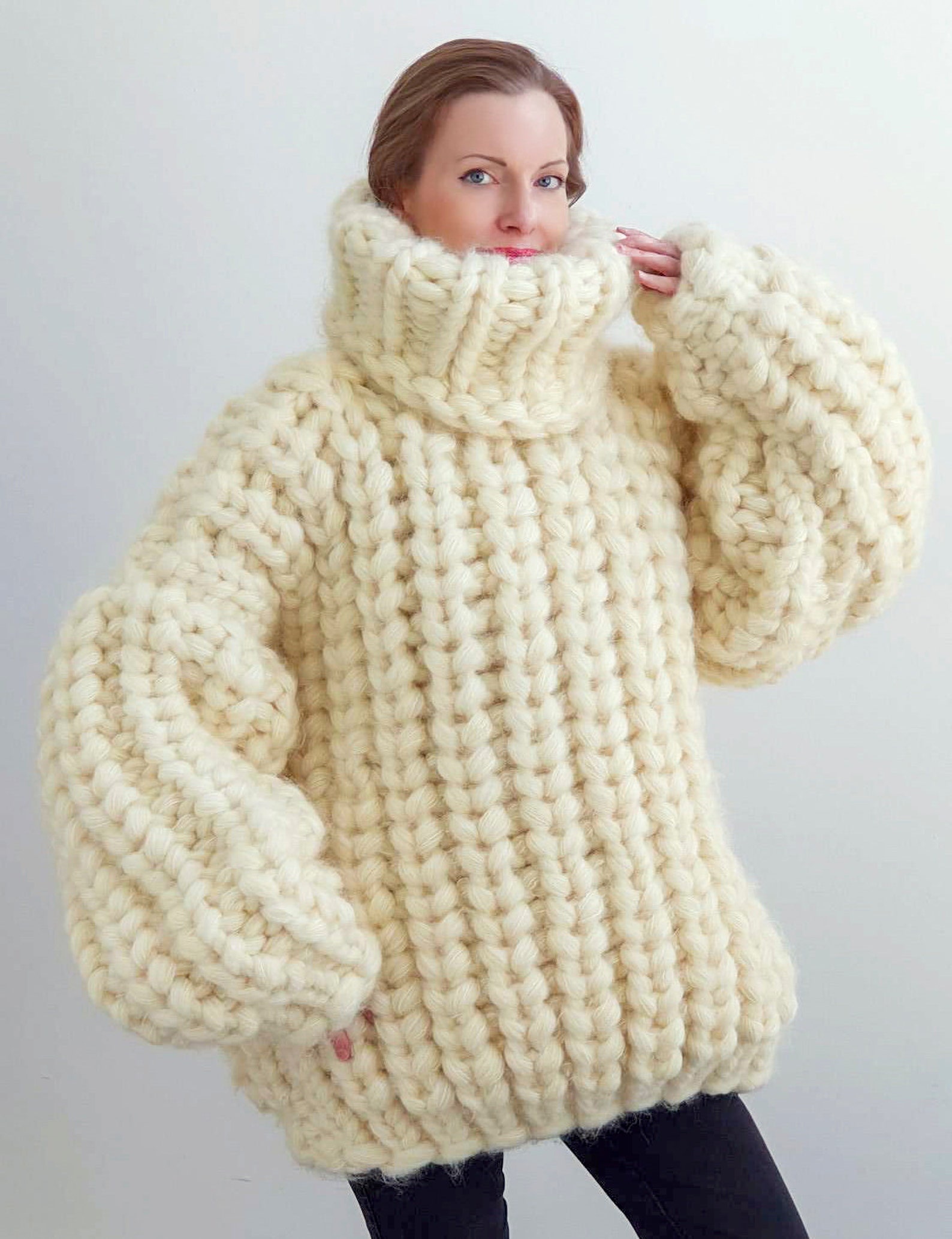 Mega Thick Chunky Pullover Fuzzy Mohair Sweater Heavy 30 STRANDS Jumper ...