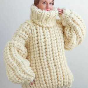 Mega Thick Chunky Pullover Fuzzy Mohair Sweater Heavy 30 STRANDS Jumper ...