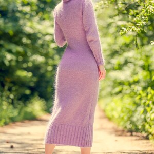 Purple Long Mohair Dress Fuzzy Handmade Lavender Dress Supertanya ...