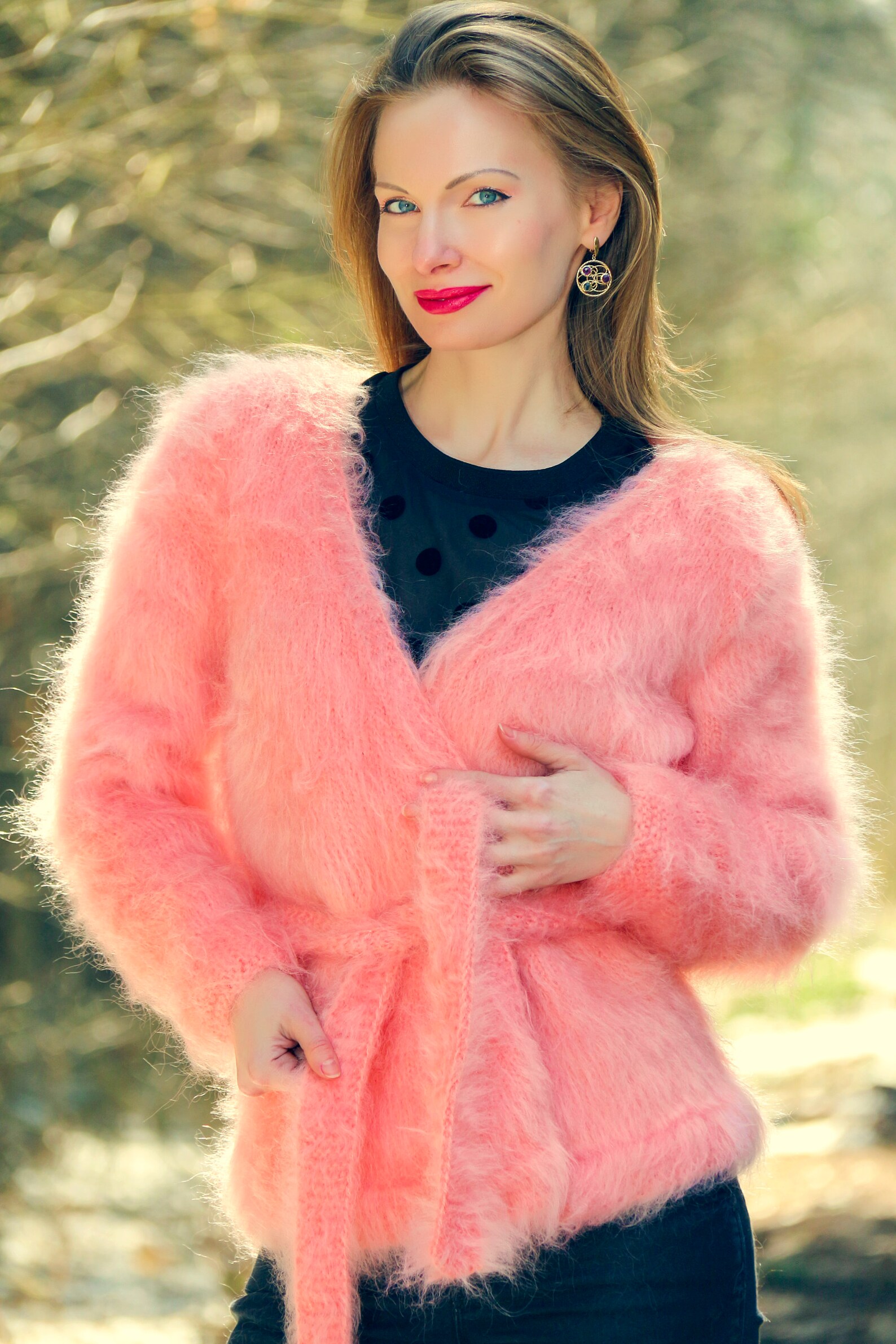 Fuzzy Wrap Mohair Cardigan Hand Knitted Fuzzy Jacket Hand Knitted ...