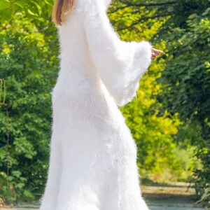 Fuzzy Dress With Wide Sleeves Hand Knitted Designer Fuzzy Gown by ...