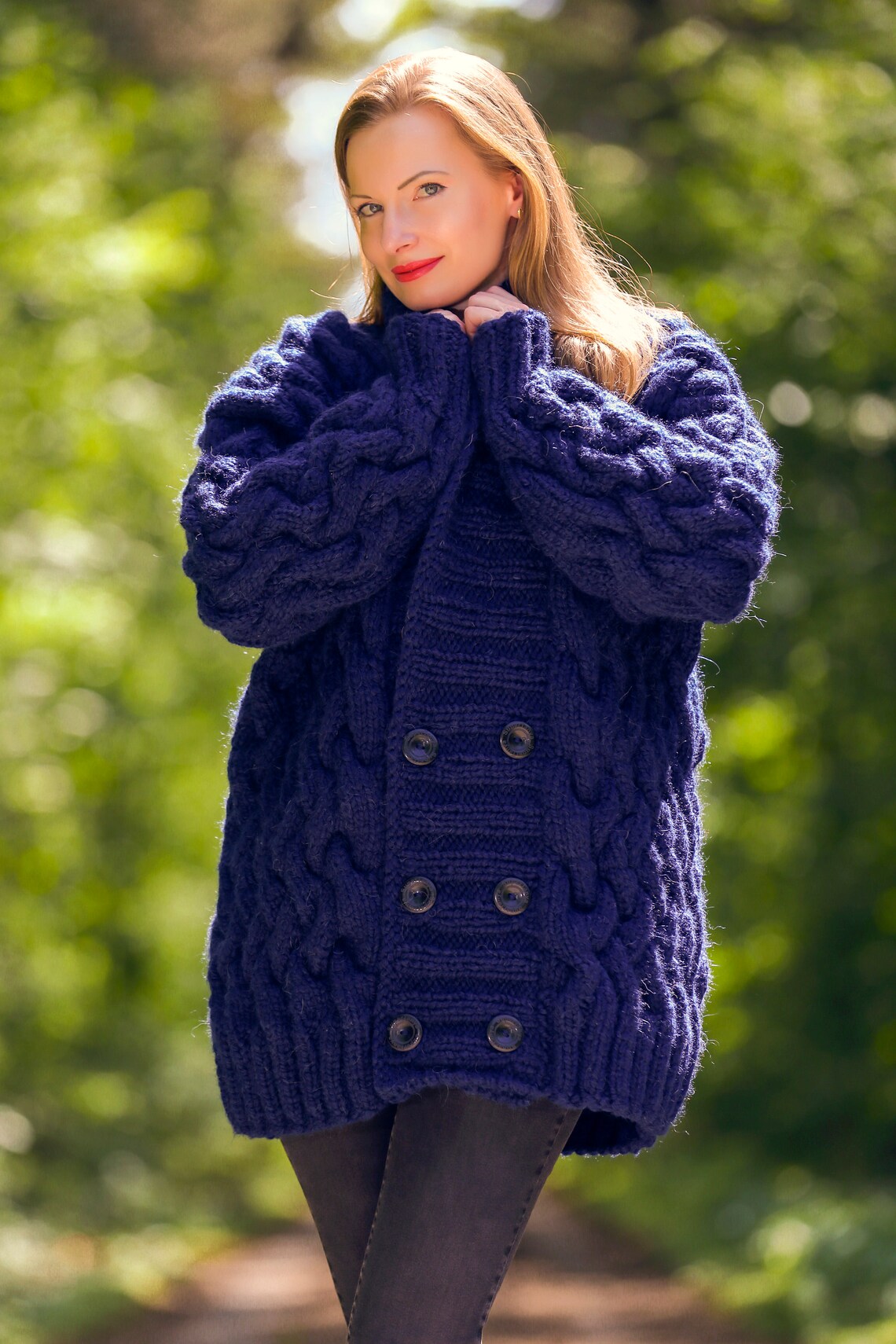 Chunky Sweater Cardigan Chunky Cable Knit Jacket Oversized Wool ...
