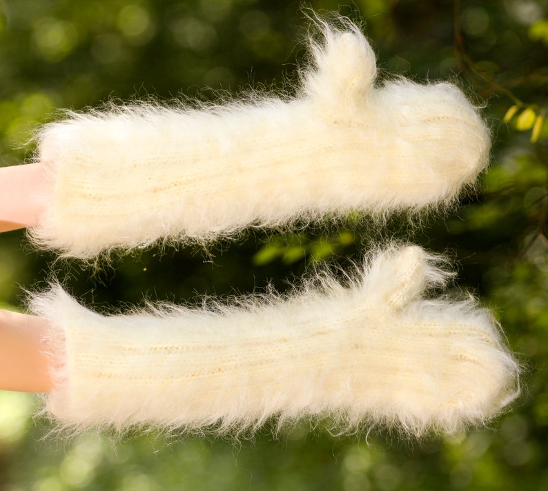 Fuzzy Long Mohair Mittens by Supertanya - Etsy