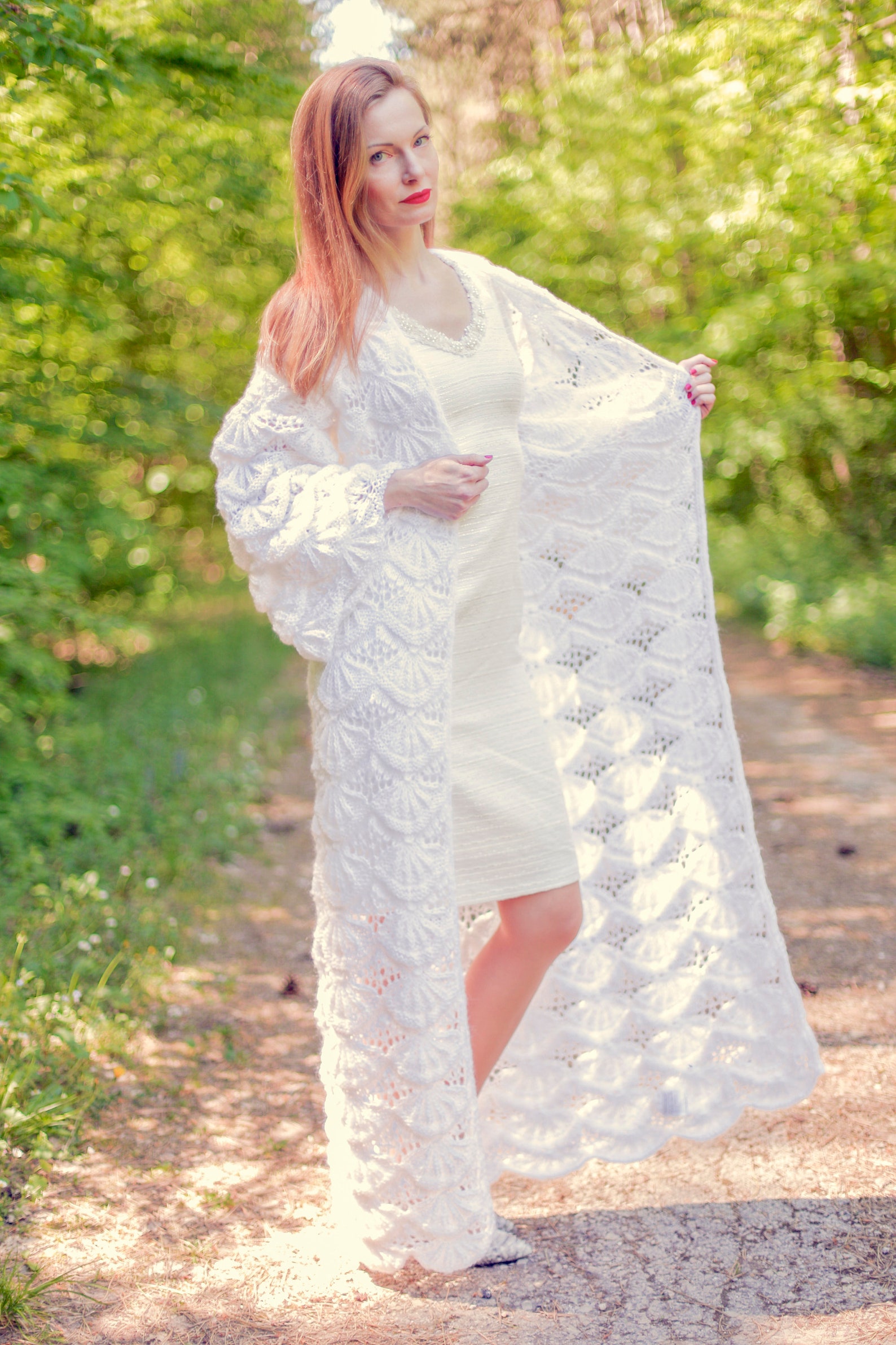 Luxurious White Cardigan Wedding Gown Knitted Lace Designer - Etsy